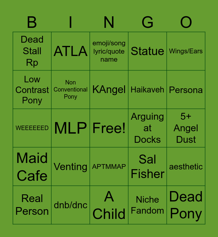 Pony Bingo Card
