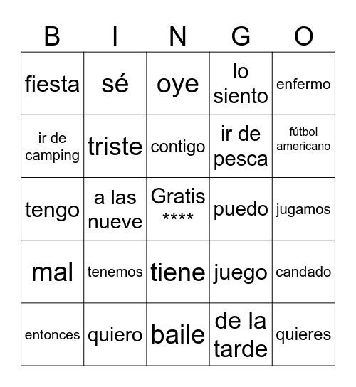 C4B - ¿Quiéres ir conmigo? Bingo Card