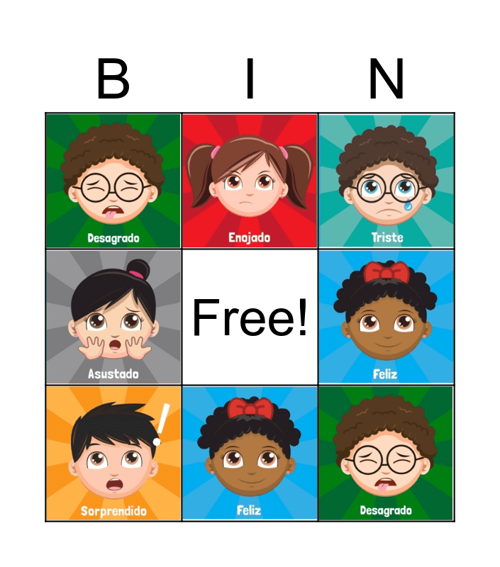 Bingo de las emociones Bingo Card
