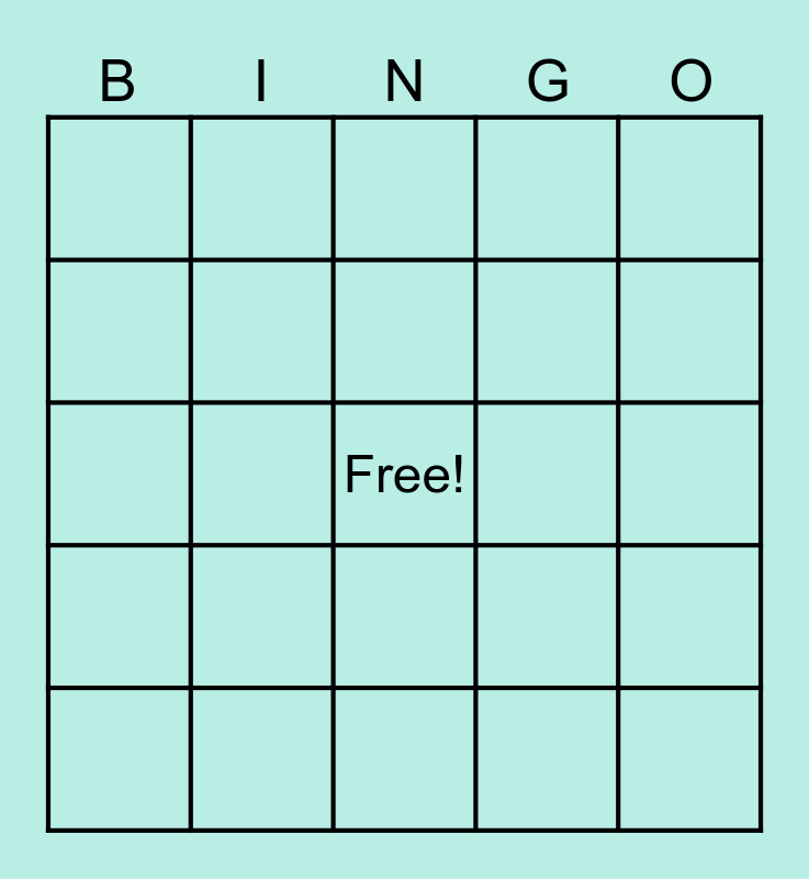 Cuttlefish Bingo Card