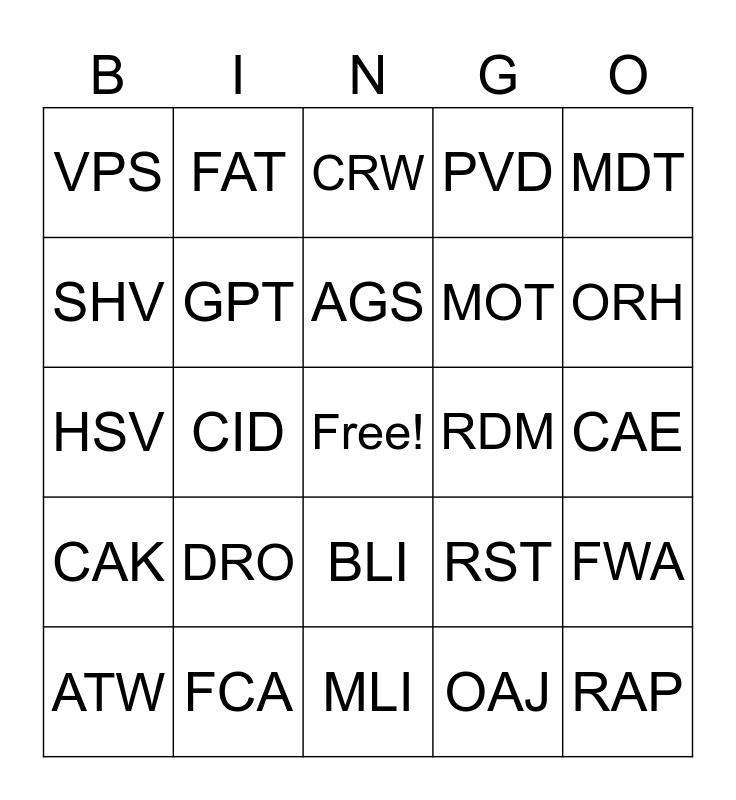 Origin Codes Bingo Card