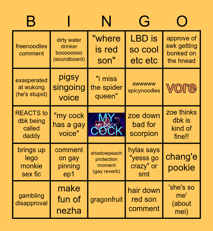 FUCKASS S3 HYLAX/ZOE REACTION BINGO Card