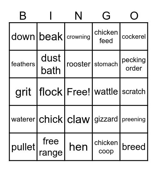 Poultry BINGO Card