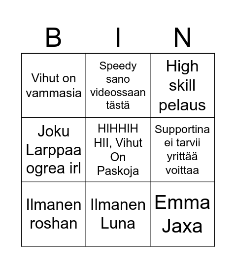 Pasi Bingo Card