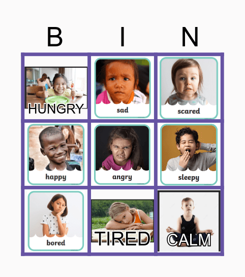 FEELINGS AND EMOTIONS BINGO Card