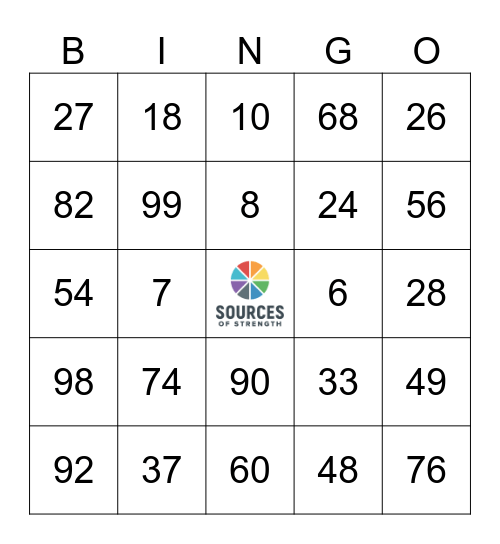 Sources Of Strength Bingo Card
