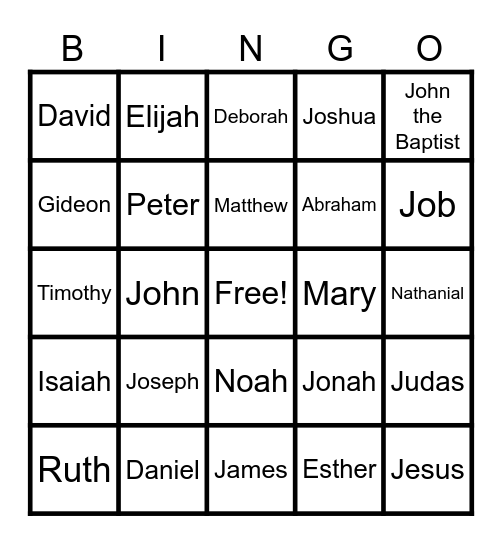Bible Bingo Card