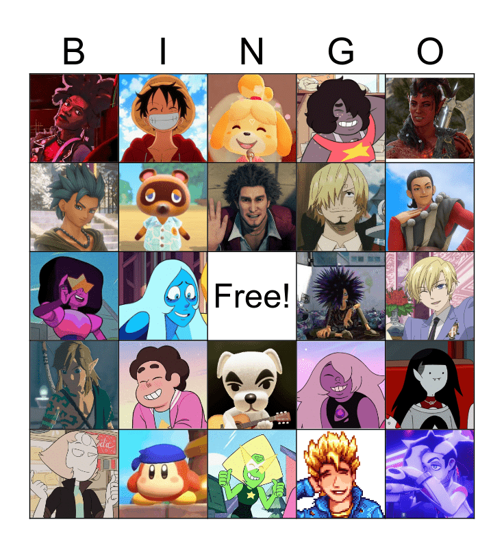 Favourite Characters Bingo Card