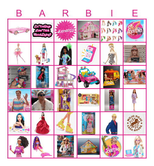 Barbie Bingo Card