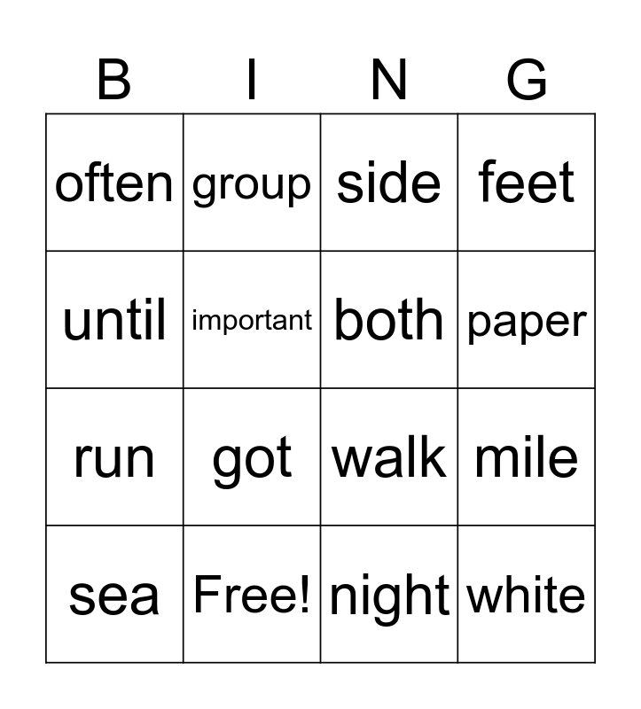 MCW List 20 Bingo Card