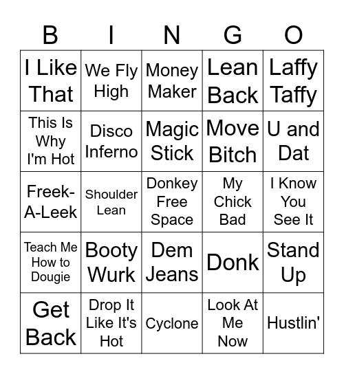 Dance Bingo Card
