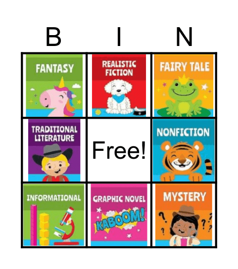 Reading Genres Bingo Card