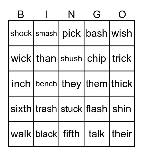 UFLI L 49 Digraph Review Bingo Card