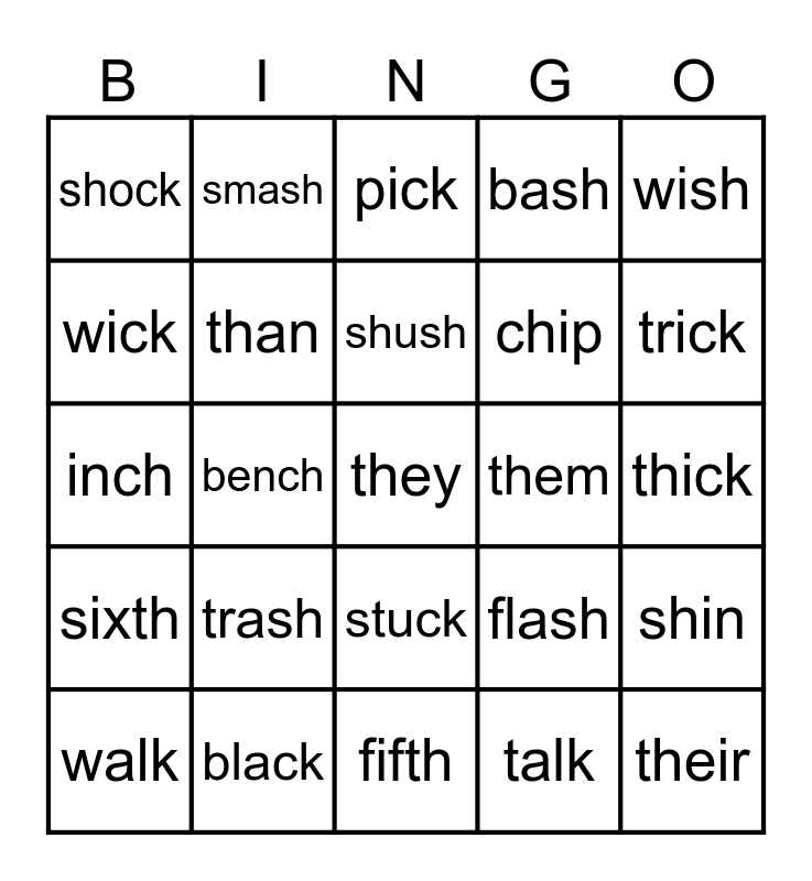 UFLI L 49 Digraph Review Bingo Card