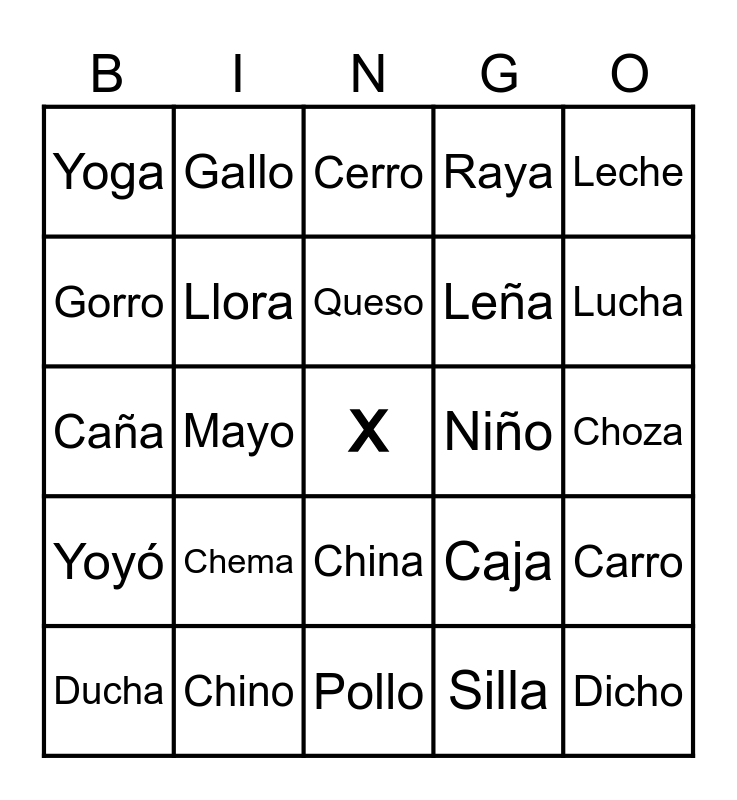 Bingo de palabras Bingo Card