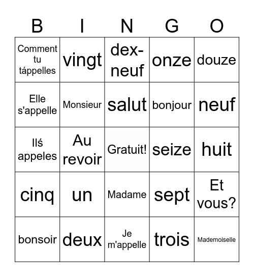 Cooper Fuller Bingo Card