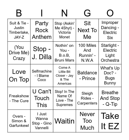 STOP ... Hammer Time Bingo 1 Bingo Card