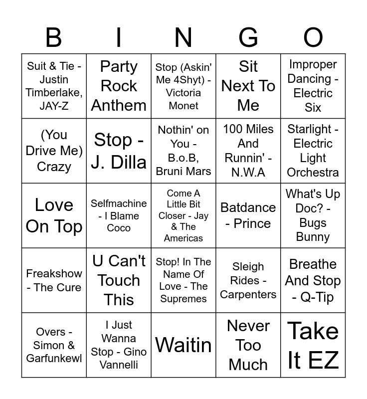STOP ... Hammer Time Bingo 1 Bingo Card