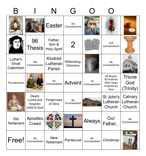 Confirmation Bingo Card