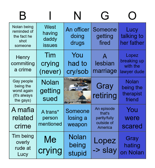The Rookie Bingo Card
