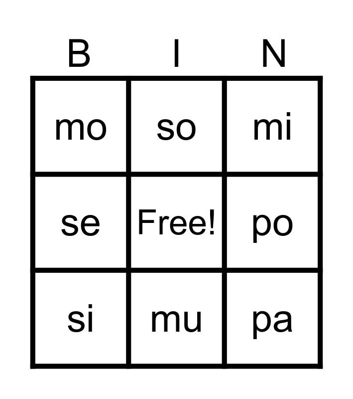 SILABAS Bingo Card
