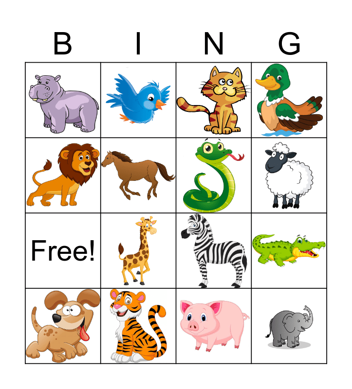 ANIMALS Bingo Card