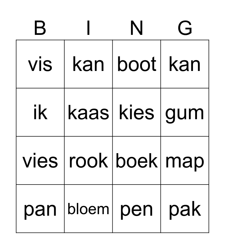 Alfa 36 Bingo Card
