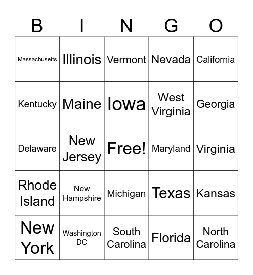 License Plate Bingo Card