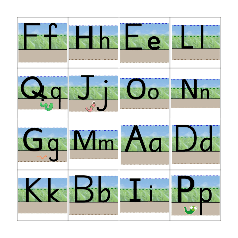Aa-Qq Bingo Card