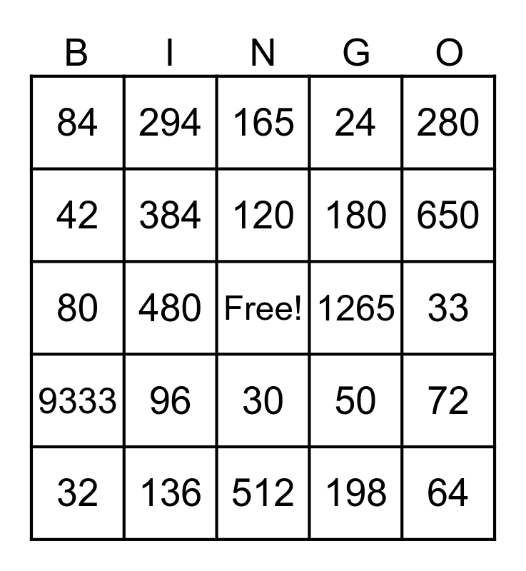 Volume of Prisms and Pyramids Bingo Card