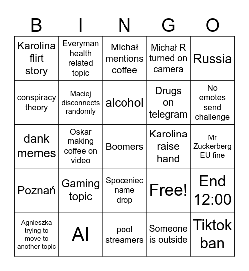 EDU Friday Bingo Card