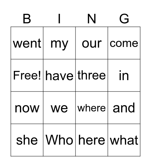 Zingo Bingo Card