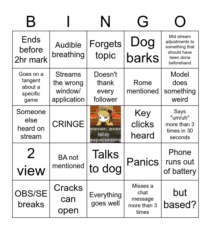 Kotori debut bingo bingus Bingo Card
