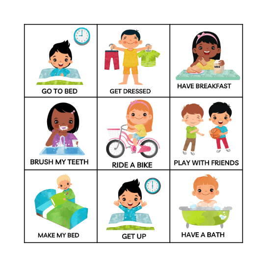Daily Routines Bingo Card