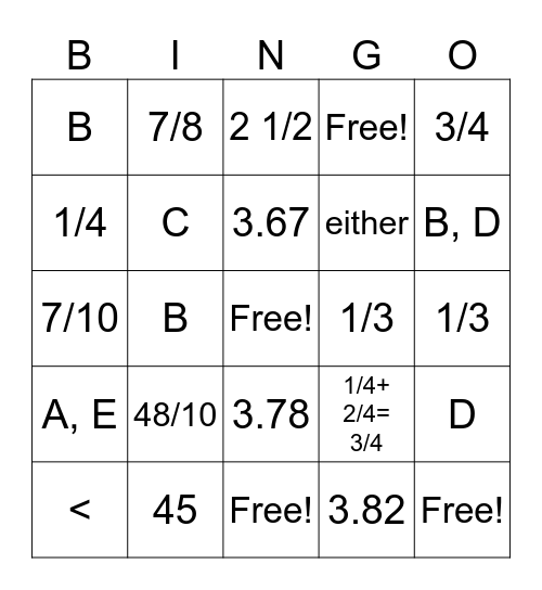 Check In 3 Review Bingo Card
