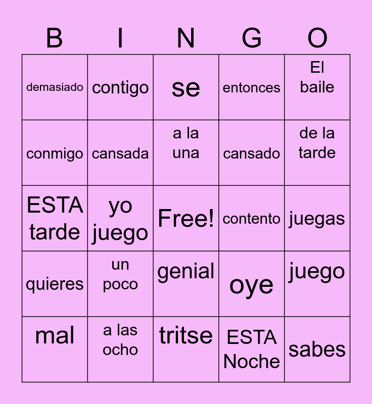 Autentico 1 4B Bingo Card