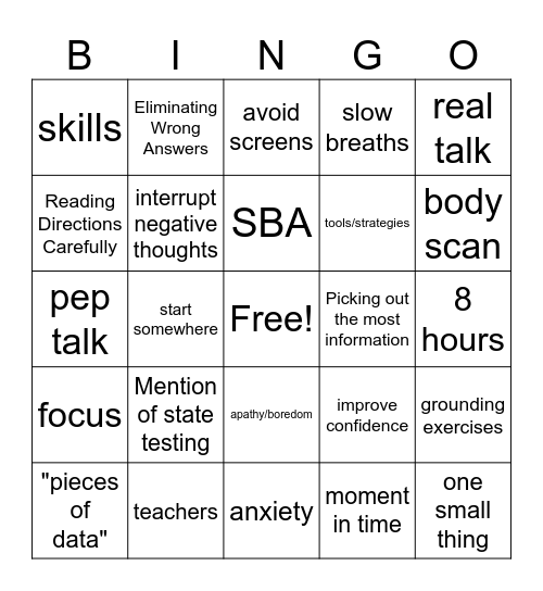 RISE-ing for Testing Bingo Card