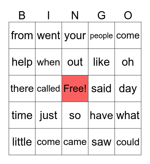 Yellow C and Blue A Bingo Card