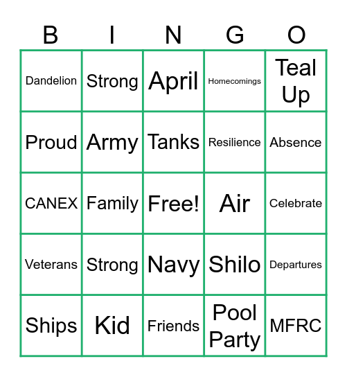 Month of the Military Child BINGO! Bingo Card