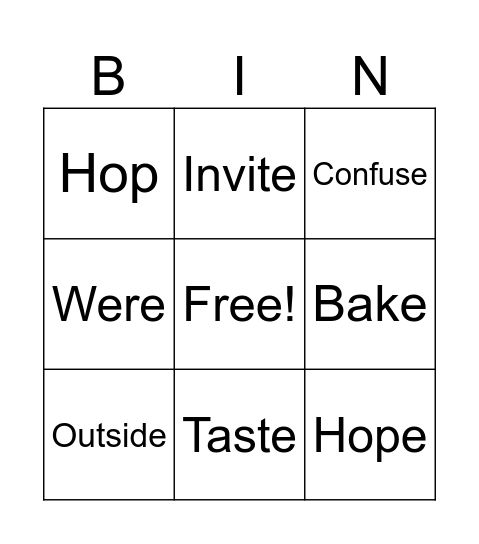 Week 33 Spelling Bingo Card