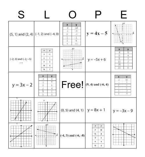 Slope Bingo Card