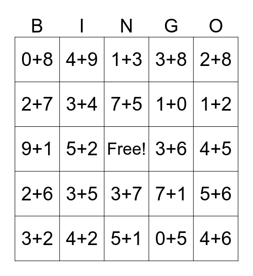 Turn Around Bingo Card