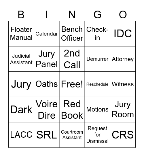 COURTROOM BINGO Card