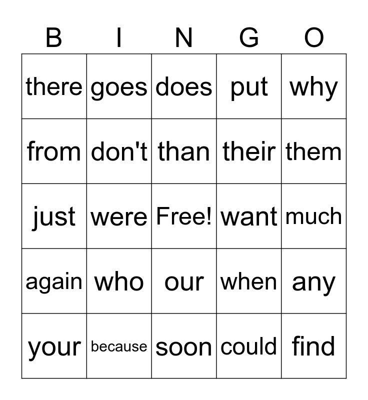 Sight Words - List 2 Bingo Card