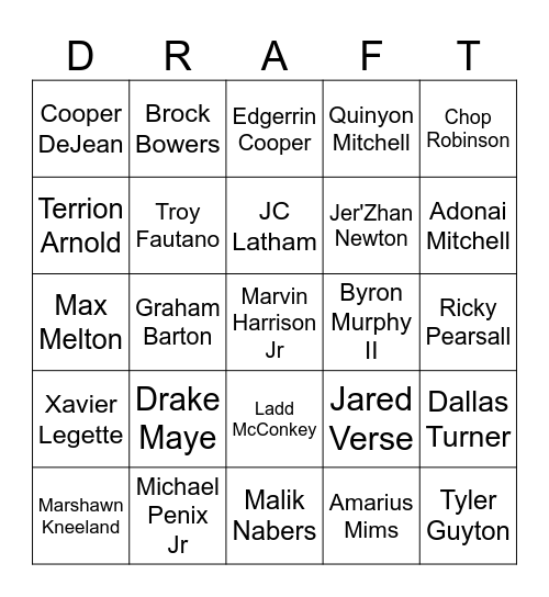 DRAFT Bingo Card