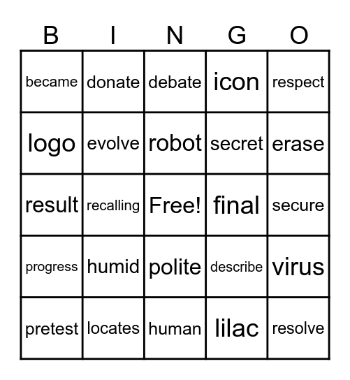 Wilson Step 5.2 Real Words Bingo Card
