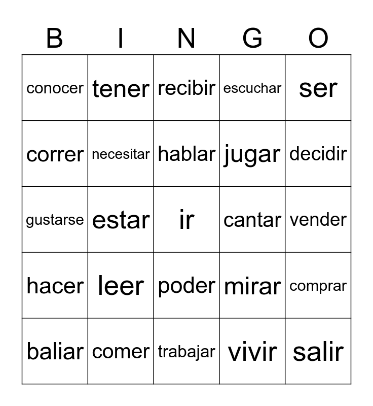 vermos Bingo Card
