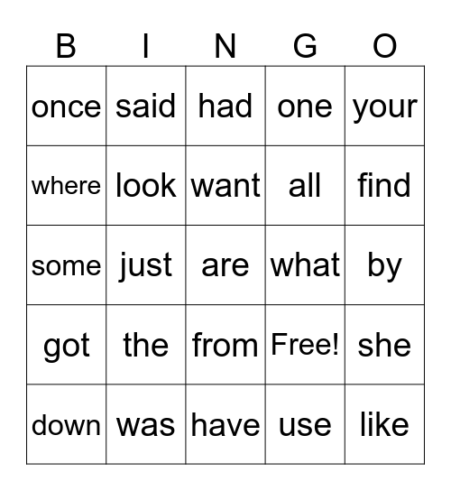 Red Word Bingo Card