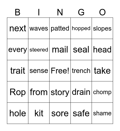 Corrective Reading B1 L39 40 Bingo Card