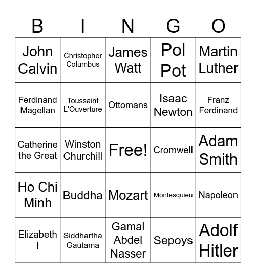 World History II 2 Bingo Card